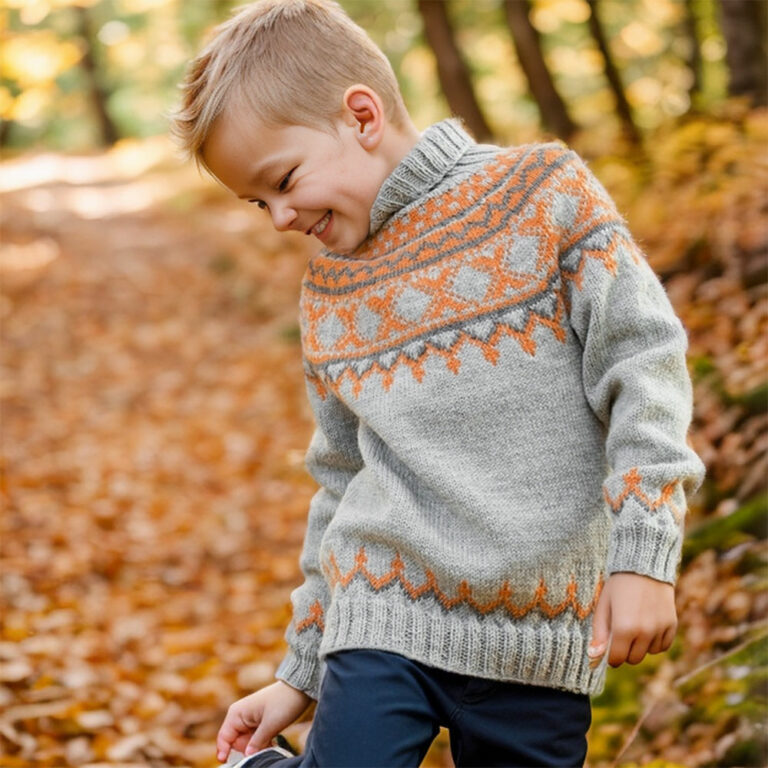 Byrkje genser til barn – Gratis strikkeoppskrifter